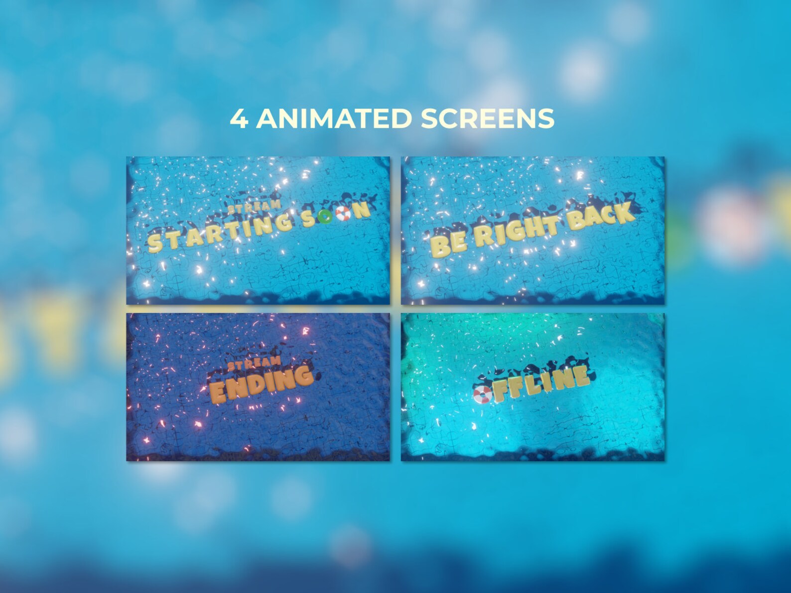 Animated Twitch Screens Overlays Summer Time Swimming Pool Stream ...