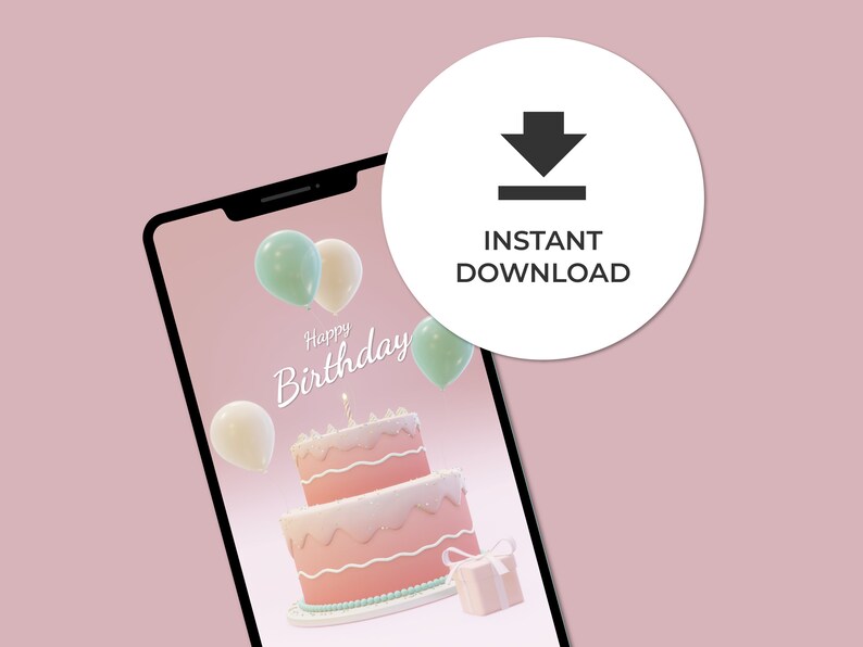 Happy Birthday Ecard Digital Birthday Greeting Card Pastel Pink 3D ...