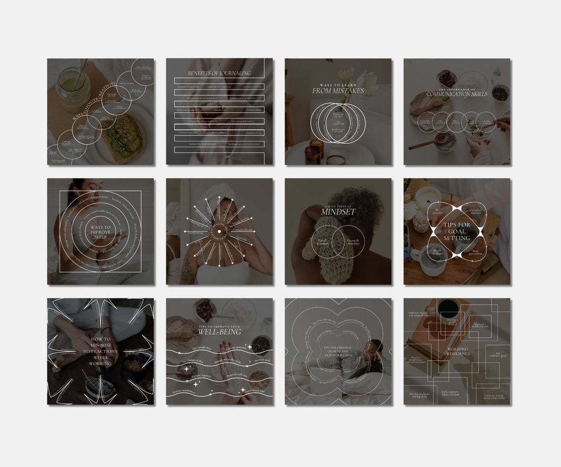 40 Self-help Instagram Post Templates, Mental Health, Wellness, Self ...