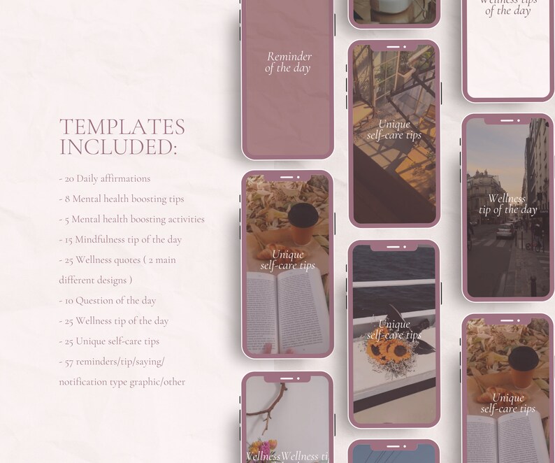 200 Reel Pink Mental Health Templates, Self-care, Wellness, Instagram ...