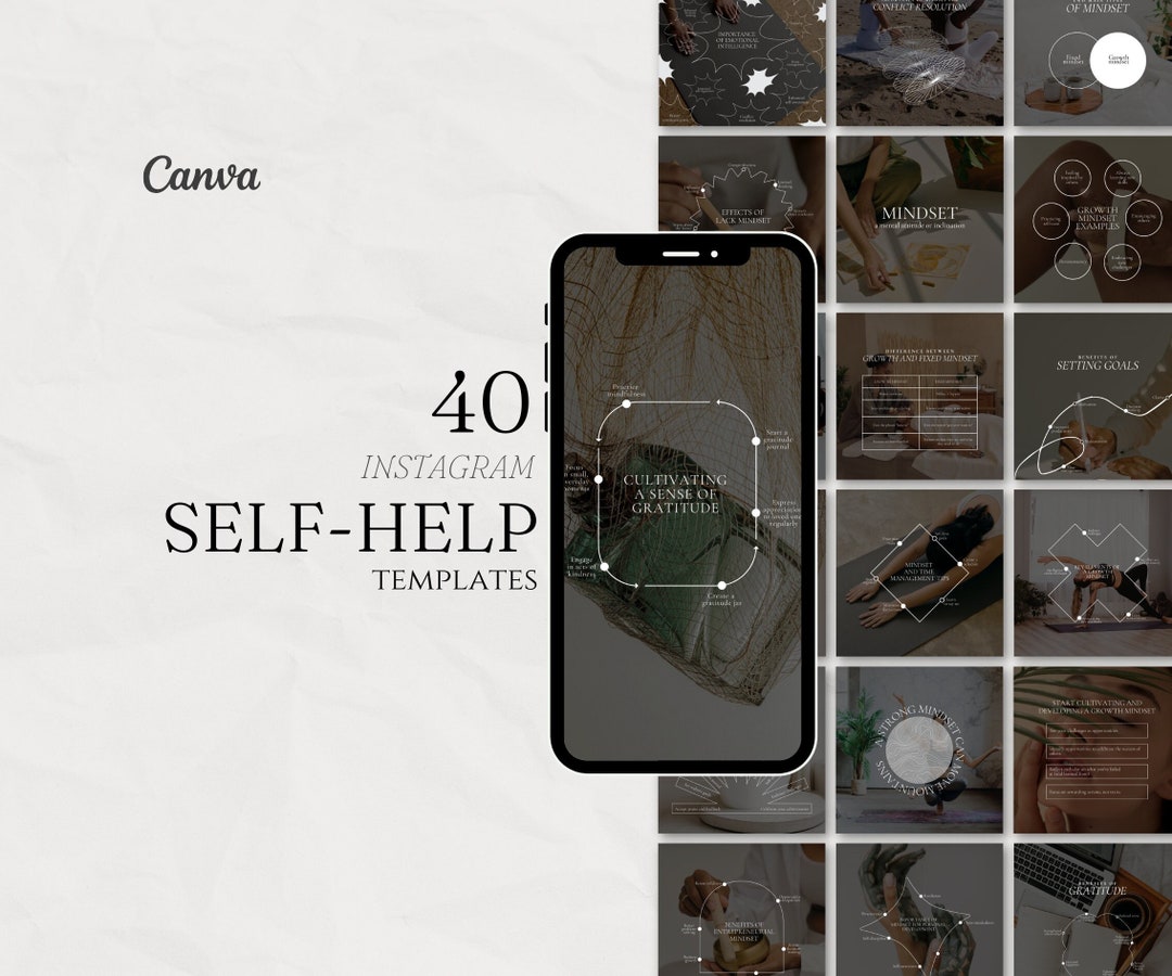 40 Self-help Instagram Post Templates, Mental Health, Wellness, Self ...
