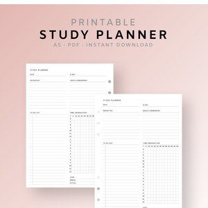 Study Planner Printable in A5 Academic Planner College - Etsy
