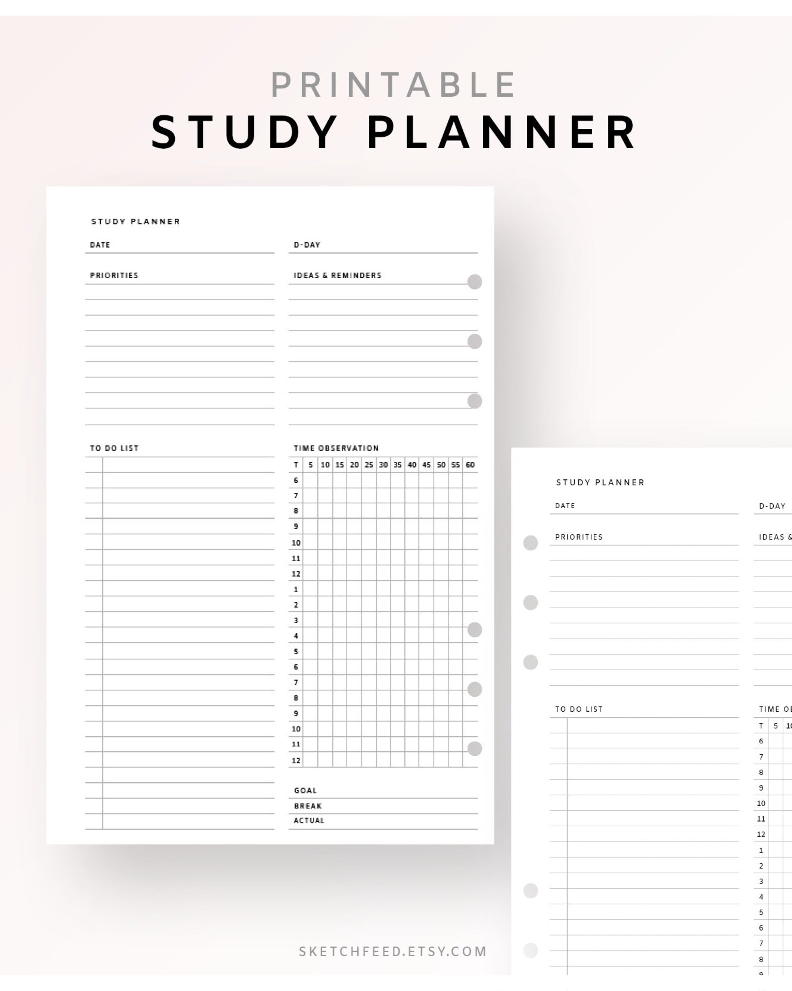 Study Planner Printable in A5 Academic Planner College - Etsy