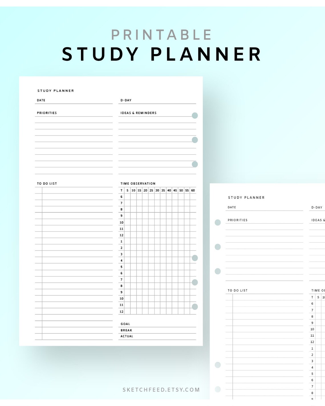 Study Planner Printable in A5 Academic Planner College | Etsy