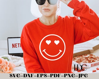 Heart Eyes Smiley SVG - Etsy