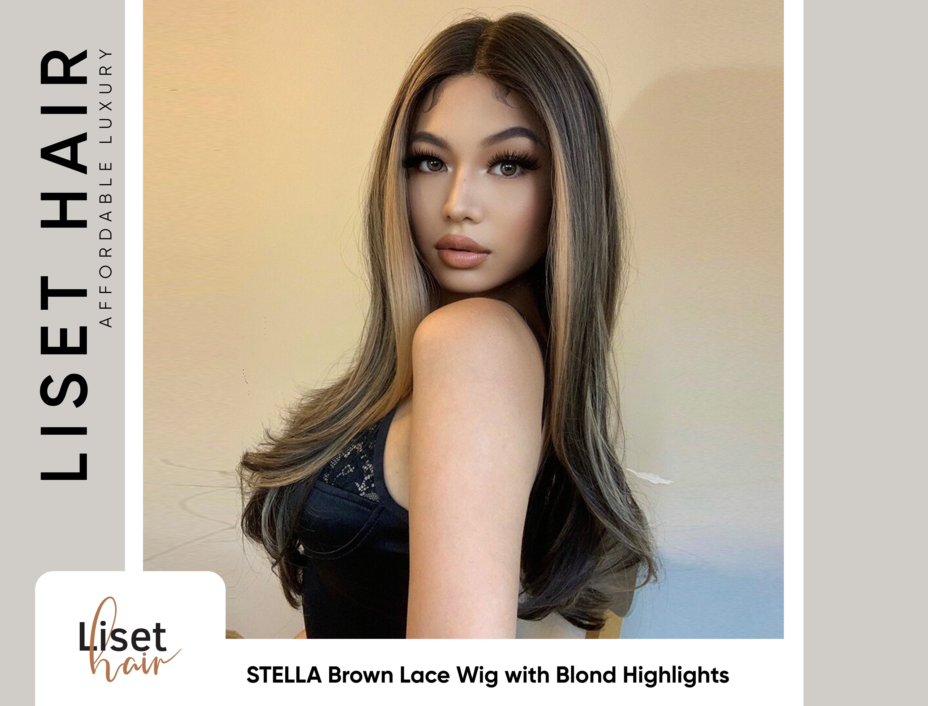 STELLA Dark Brown Layered Lace Front Wig With Blond Streaks - Etsy