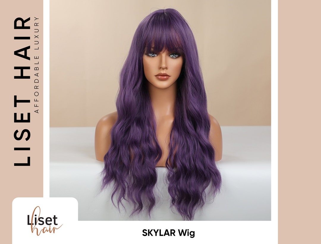 SKYLAR Purple Synthetic Hair Wig With Soft Natural Body Waves With ...