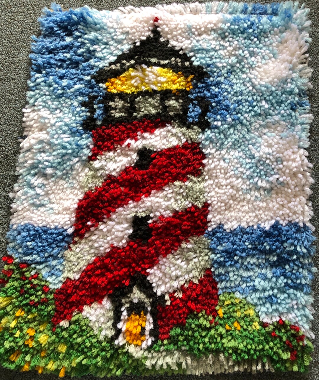 Completed Lighthouse Latch Hook Rug Unique/handmade - Etsy