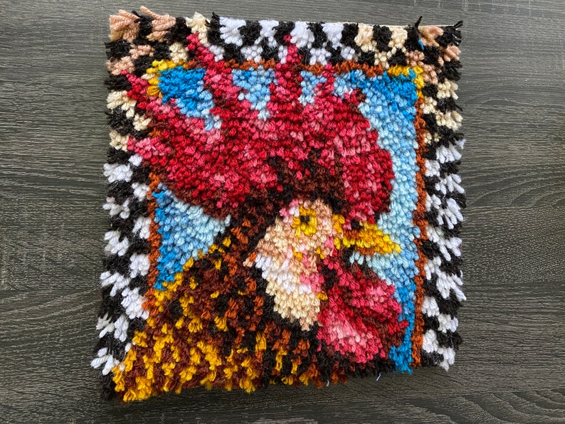 Completed Rooster Latch Hook Rug Unique/handmade - Etsy