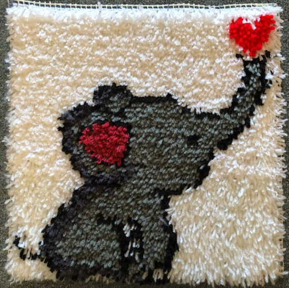 Completed Baby Elephant Latch Hook Rug Unique/handmade - Etsy Canada
