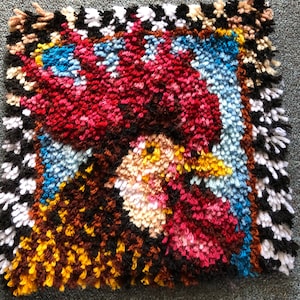 Completed Rooster Latch Hook Rug Unique/handmade | Etsy