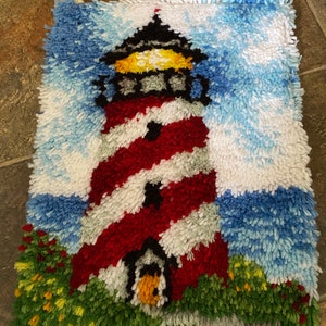 Completed Lighthouse Latch Hook Rug Unique/handmade - Etsy