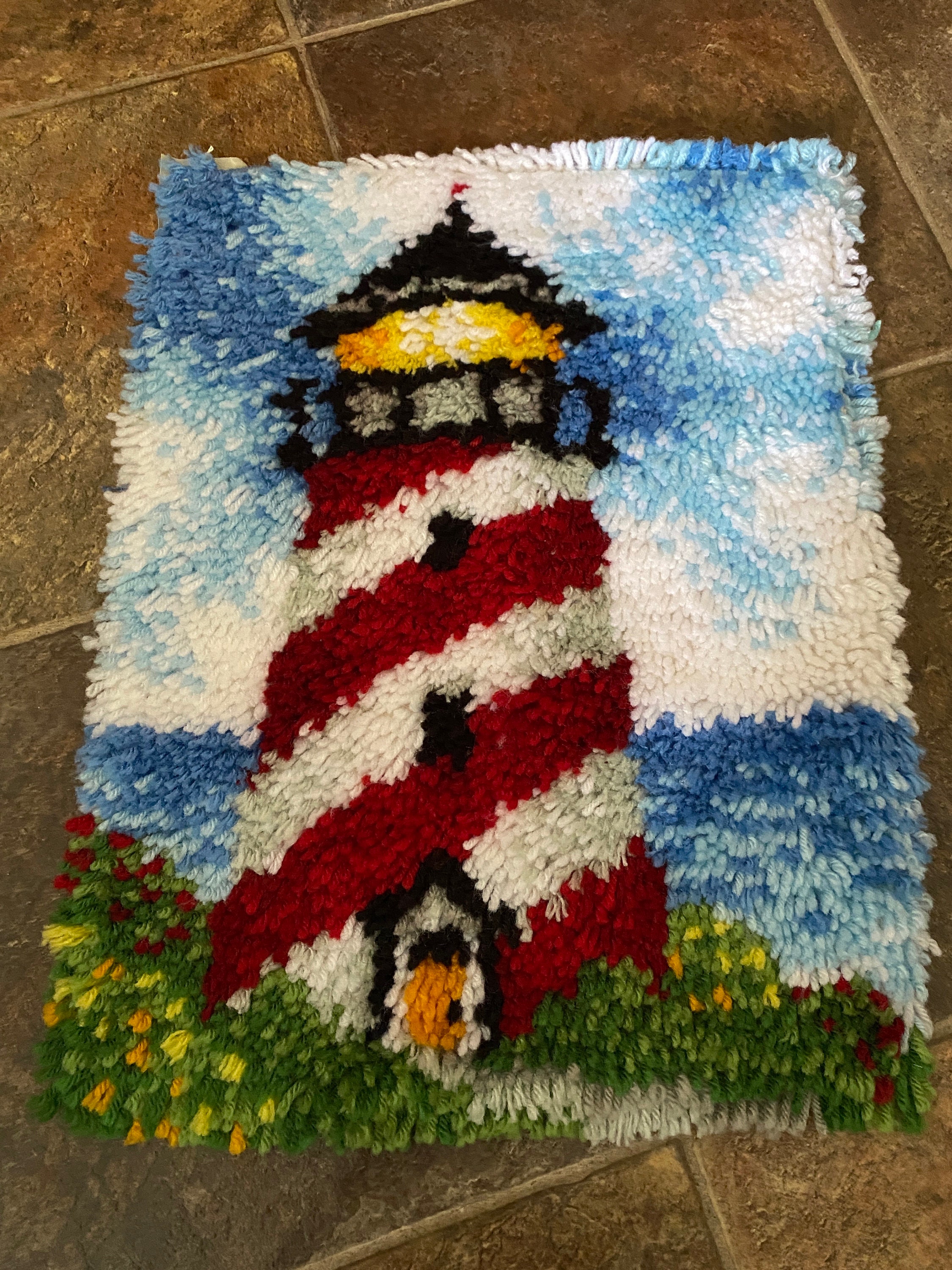 Completed Lighthouse Latch Hook Rug Unique/handmade - Etsy