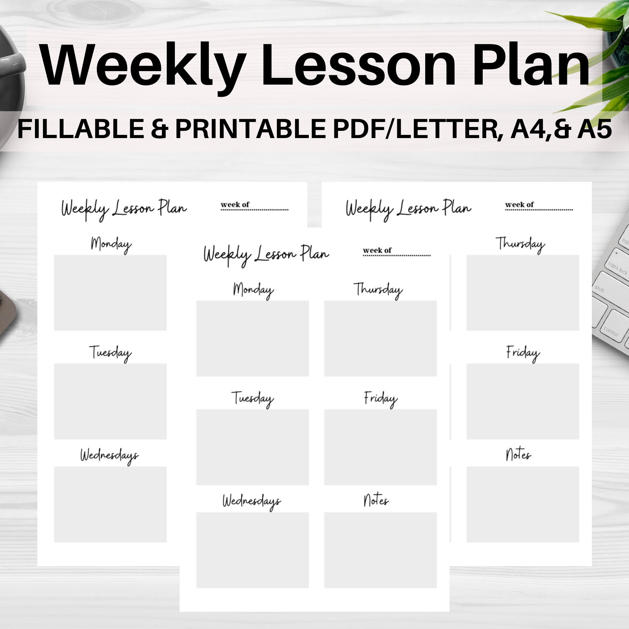 Editable Weekly Teacher Planner Printable Fillable PDF | Etsy