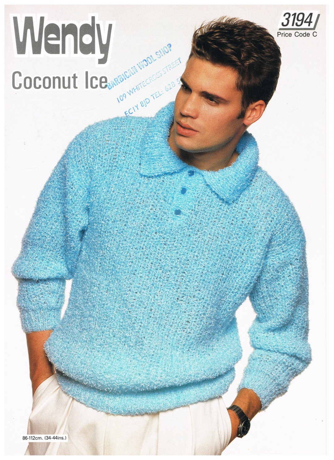 Vintage Mens Collared Broken Rib Sweater Knitting Pattern Shown in ...