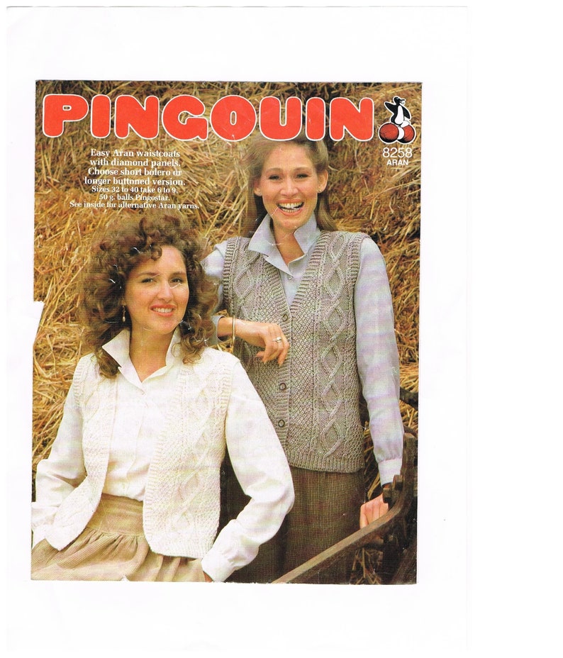 Vintage Aran Waistcoat Knitting Pattern With Diamond Panels This is a ...