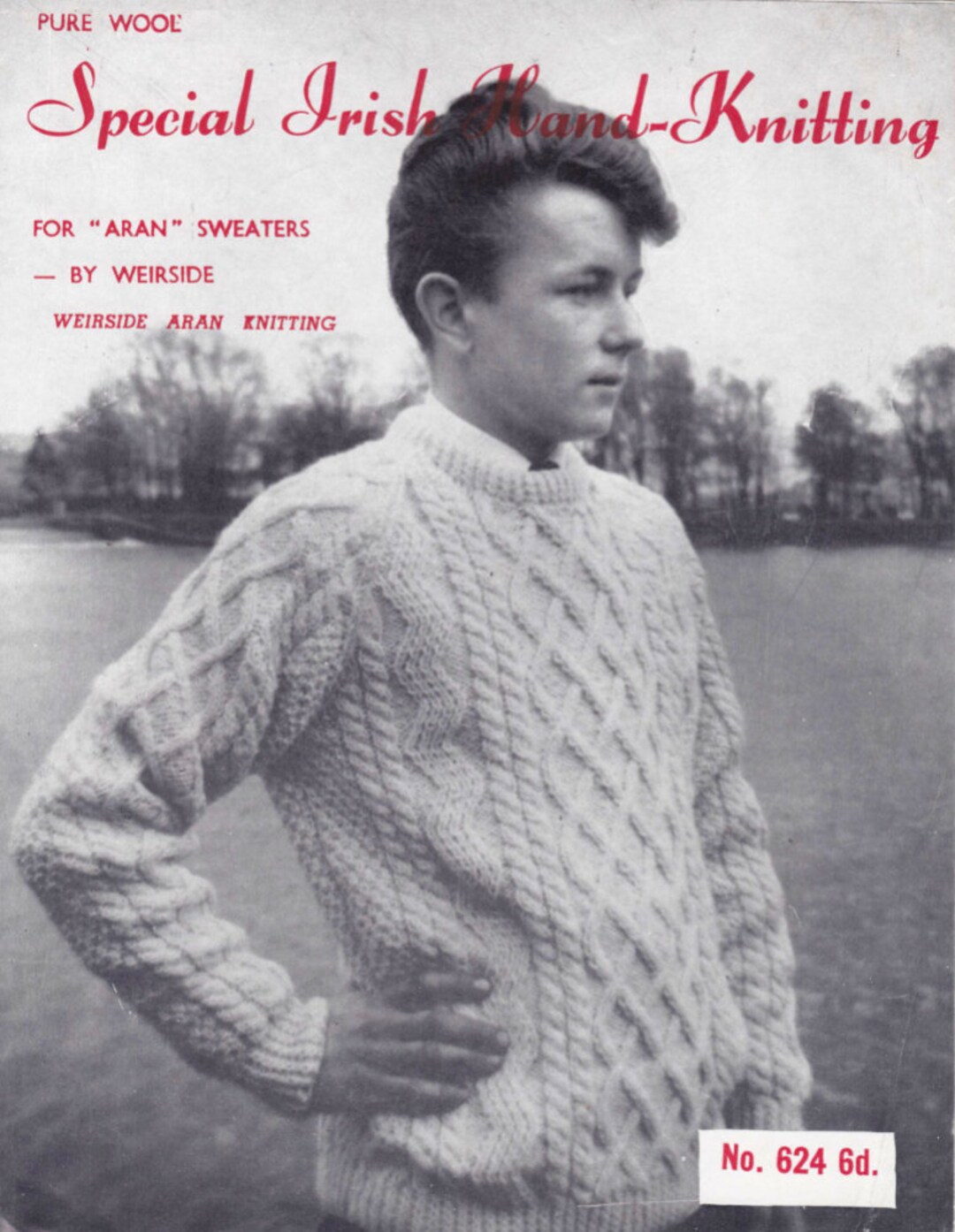 Vintage Men’s Aran Jumper Knitting Pattern to Fit 38-42 Inch Chest ...