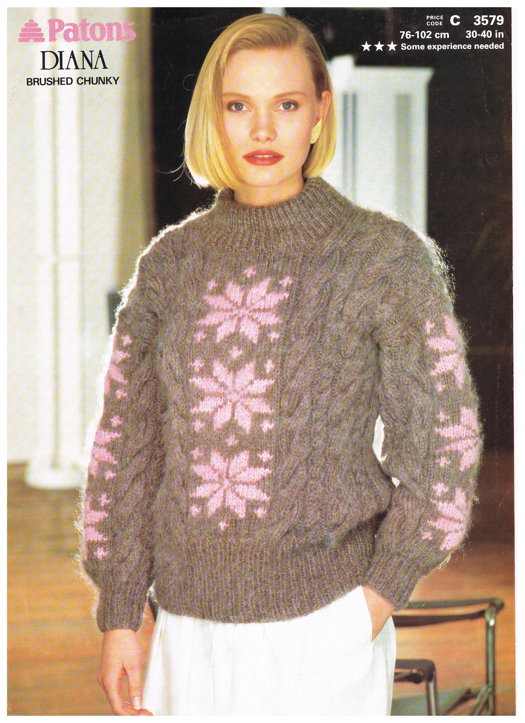 Patons Diana Brushed Chunky Sweater Knitting Pattern - Etsy