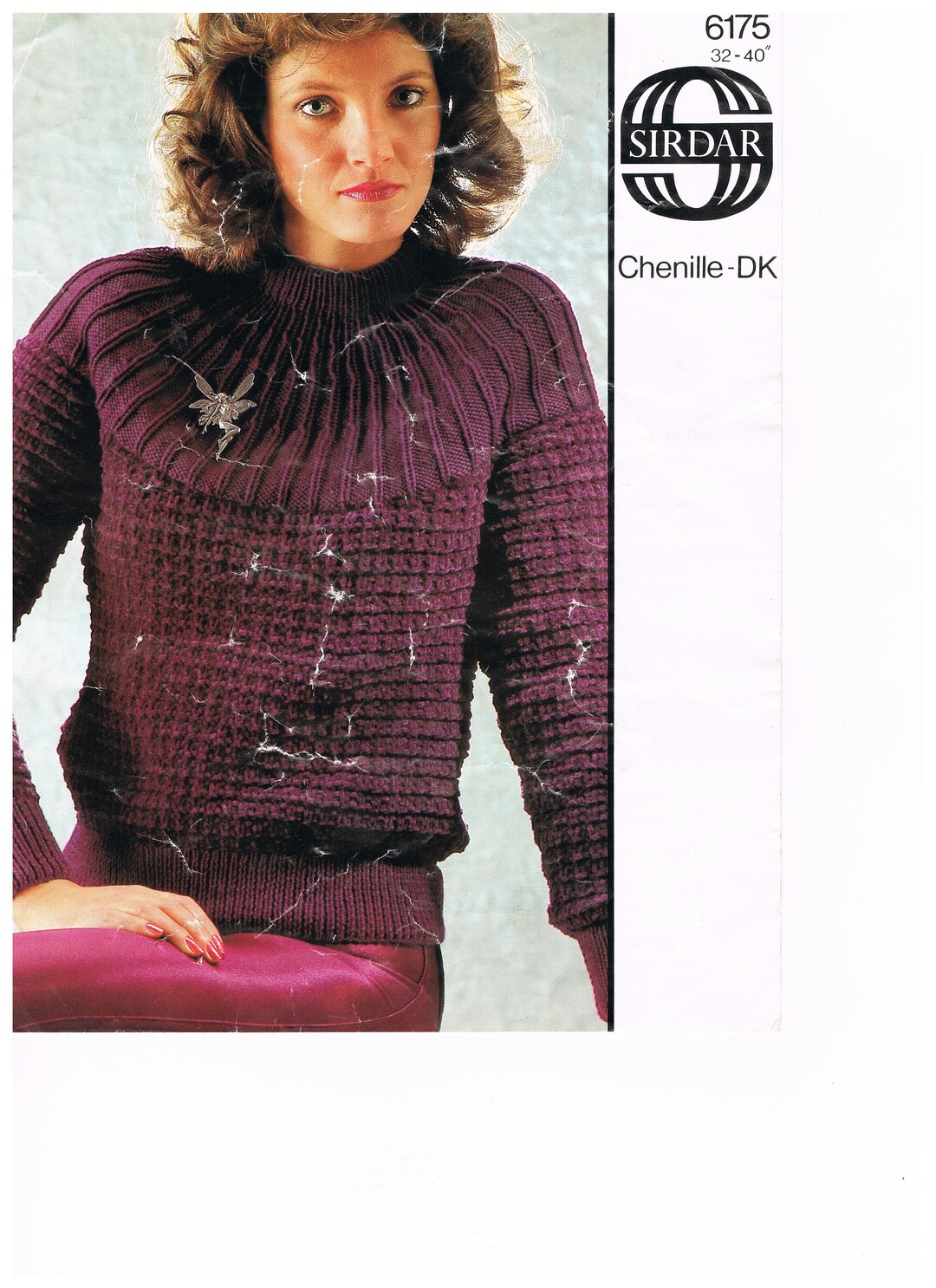 Vintage Lady's Chenille Sweater Knitting Pattern in DK by Sirdar to Fit ...