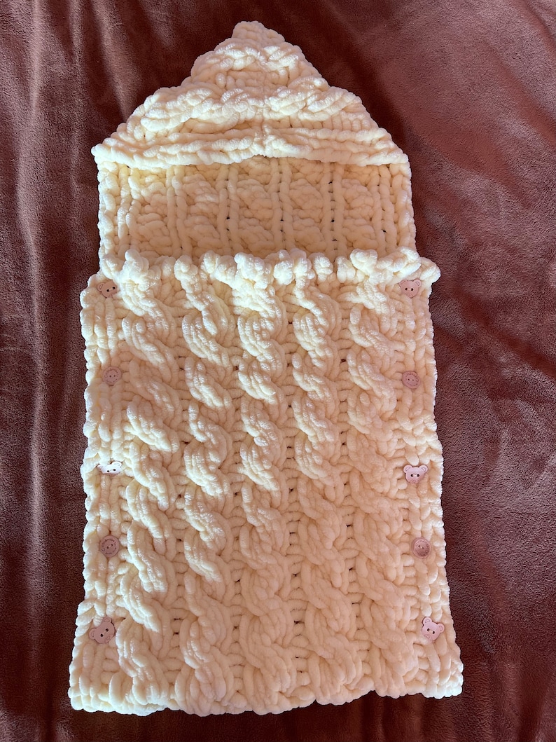 Easy Knitting Pattern - Baby Sleeping Bag Swaddling Papoose Hooded ...