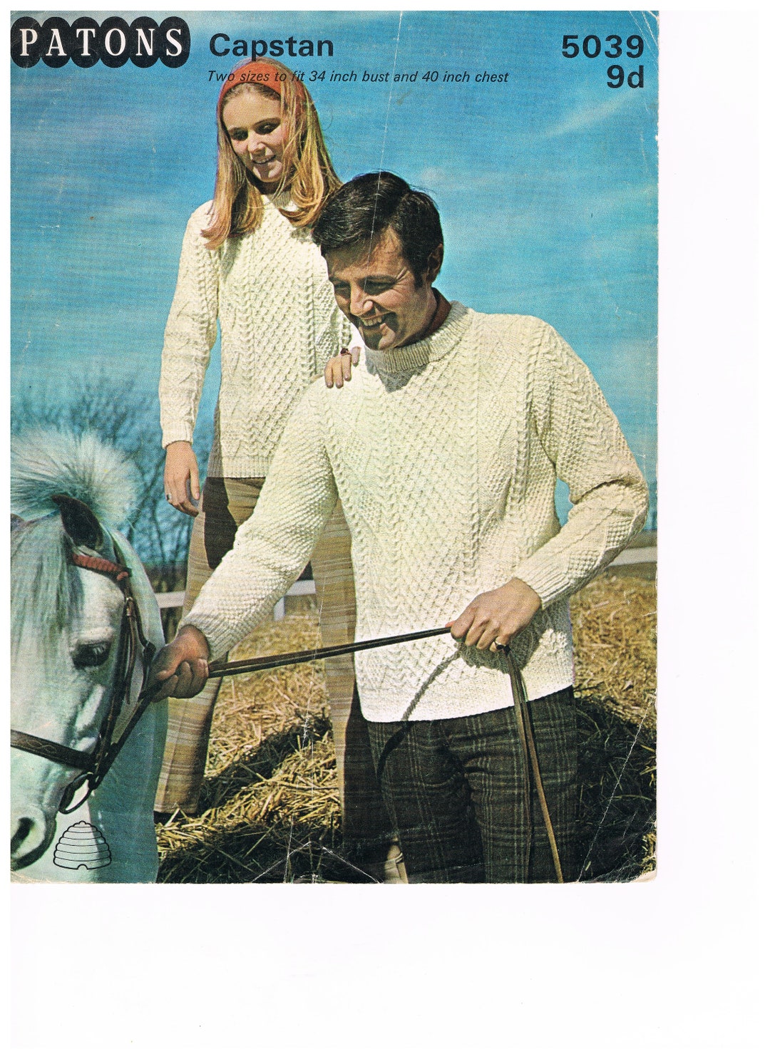 Vintage His and Hers Aran Sweater Patons Capstan Knitting Pattern - Etsy