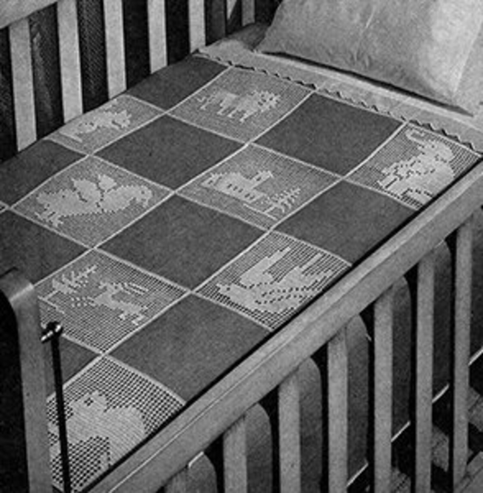 Vintage Land of Nod Crochet Baby Blanket Bedspread Pattern Thread ...