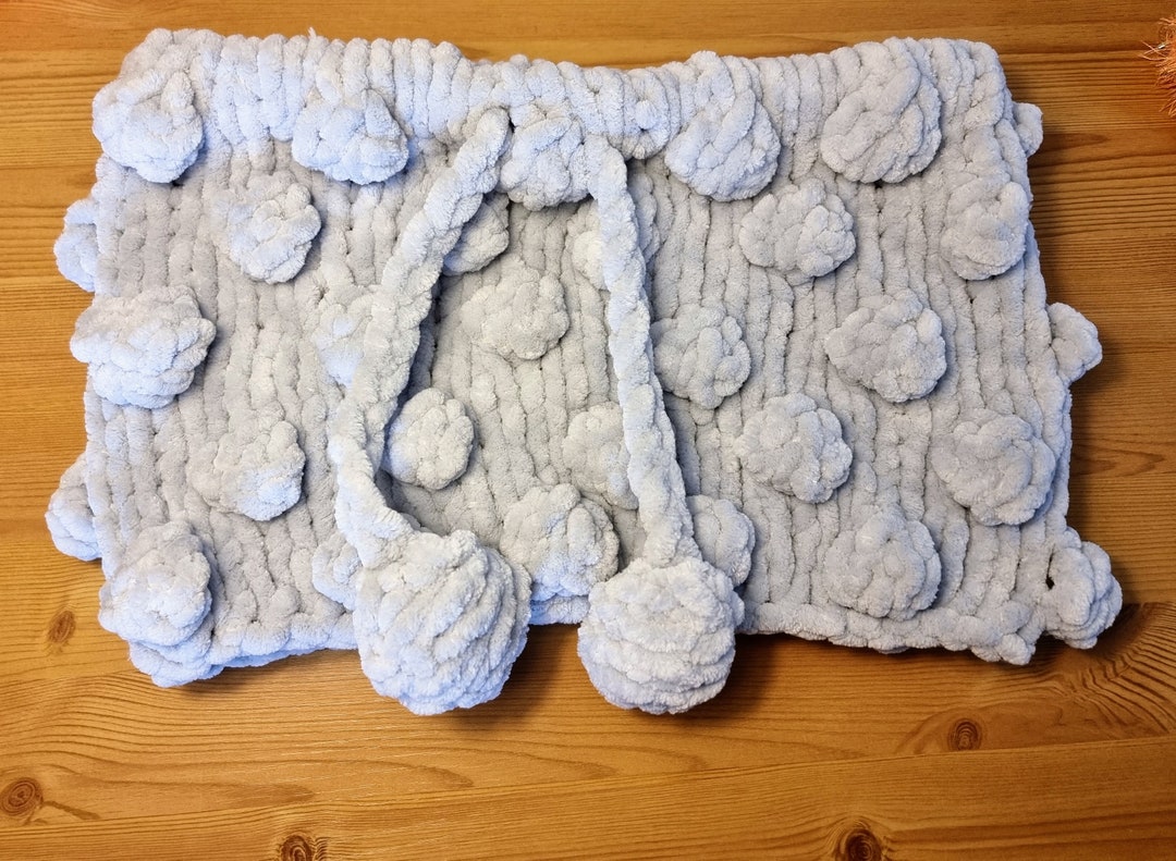 Handmade Super Chunky Chenille Bobble Cowl With Drawstring Closure One ...