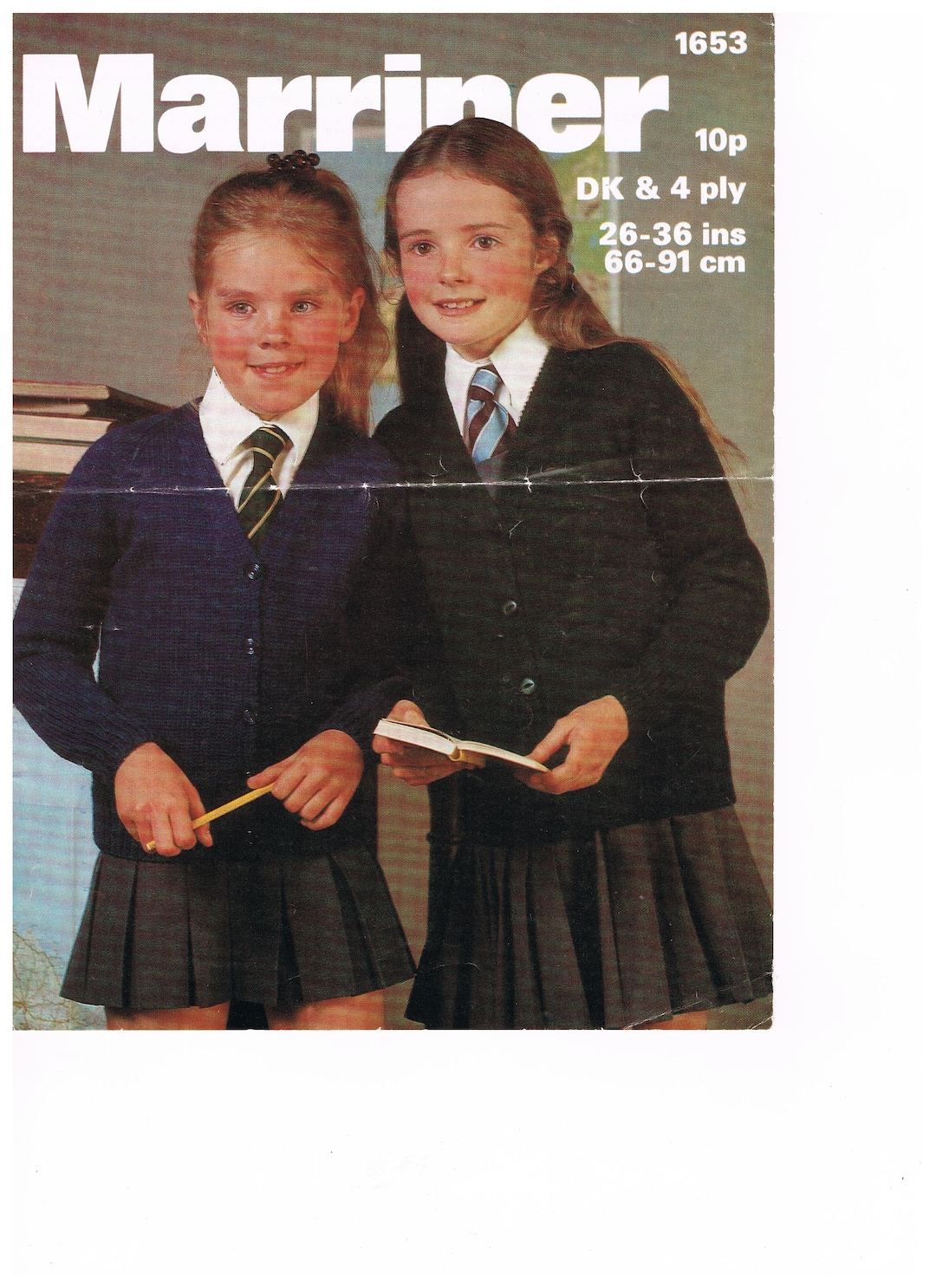 Vintage Girls School Cardigan Knitting Pattern Sizes 26 36 Inches V ...