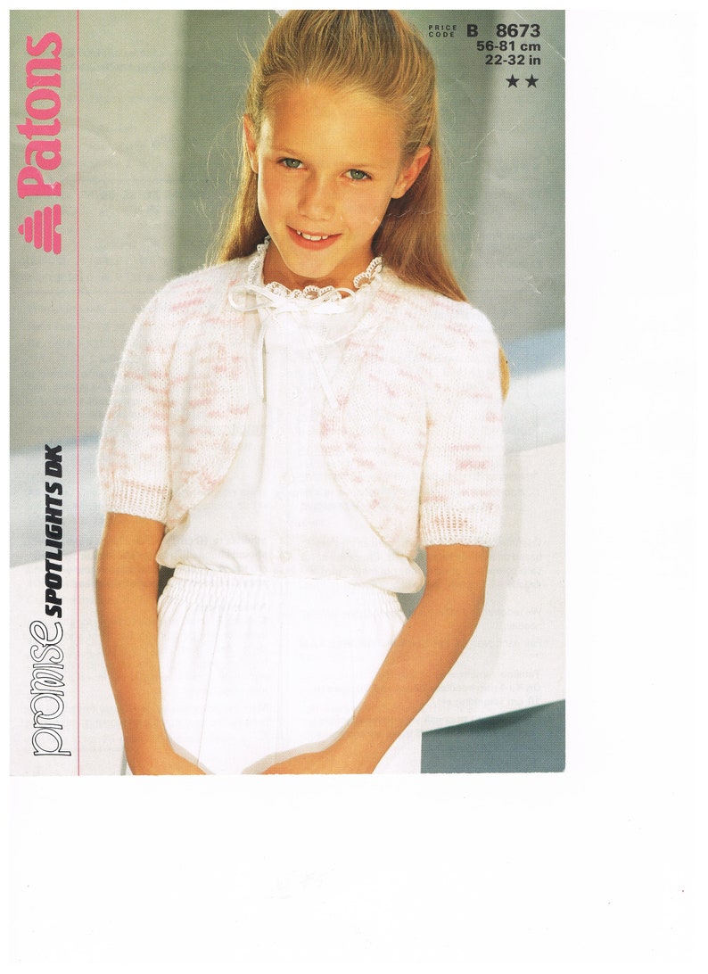 Girls Bolero by Patons PATTERN ONLY 8673 - Etsy