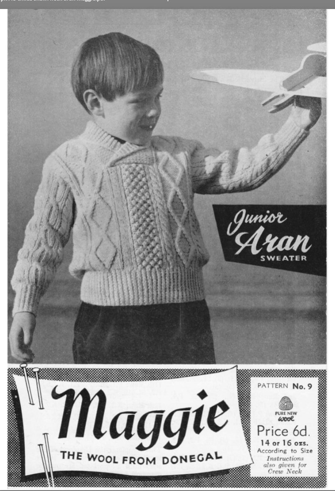 Vintage Childs Aran Jumper Knitting Pattern Fits 26-32 Inch Chest Shawl ...