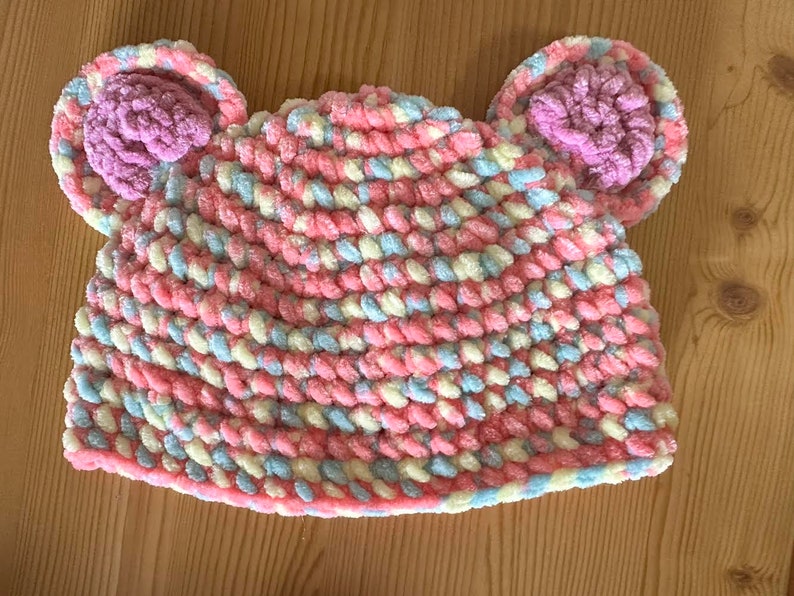 Chunky Chenille Teddy Bear Baby Set Crochet Pattern Cardigan Hat ...