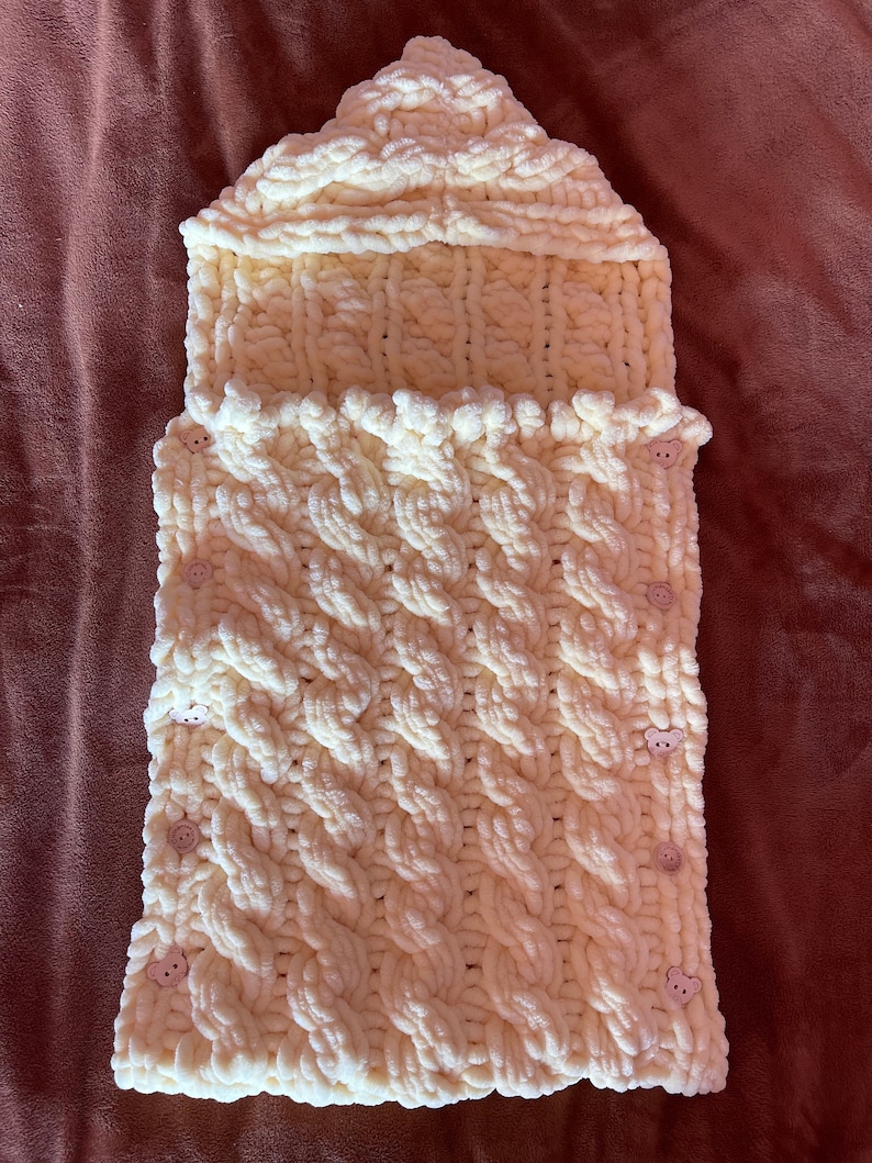 Easy Knitting Pattern - Baby Sleeping Bag Swaddling Papoose Hooded ...