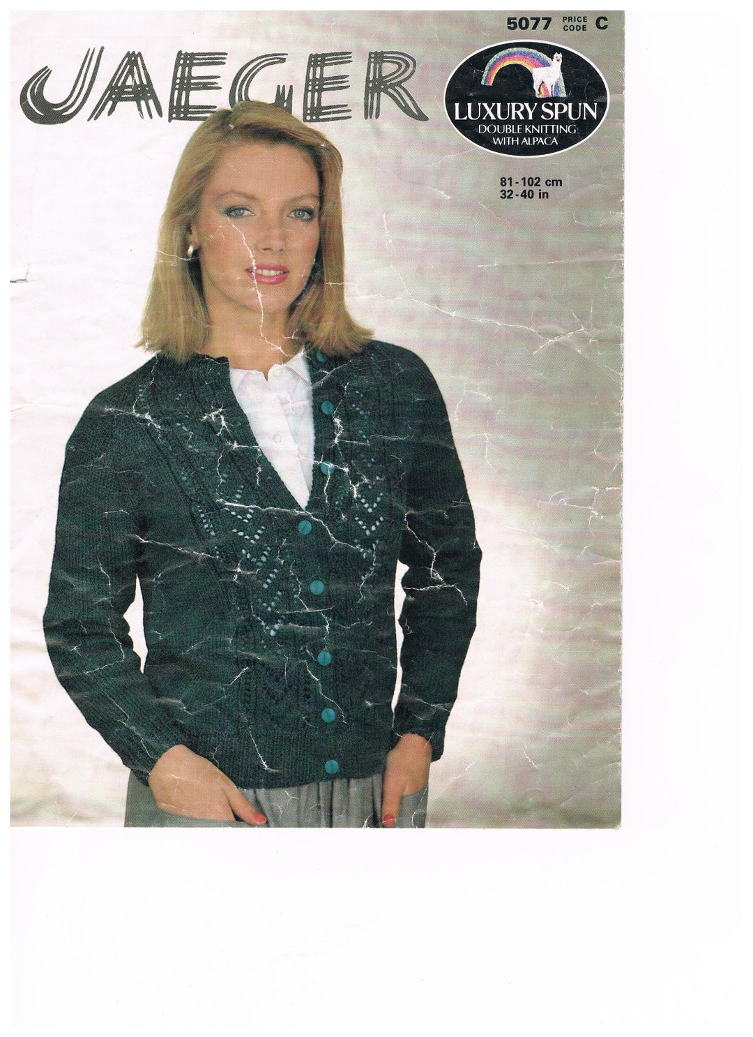 Jaeger Vintage Ladies Lace Cardigan Knitting Pattern Double Knitting ...