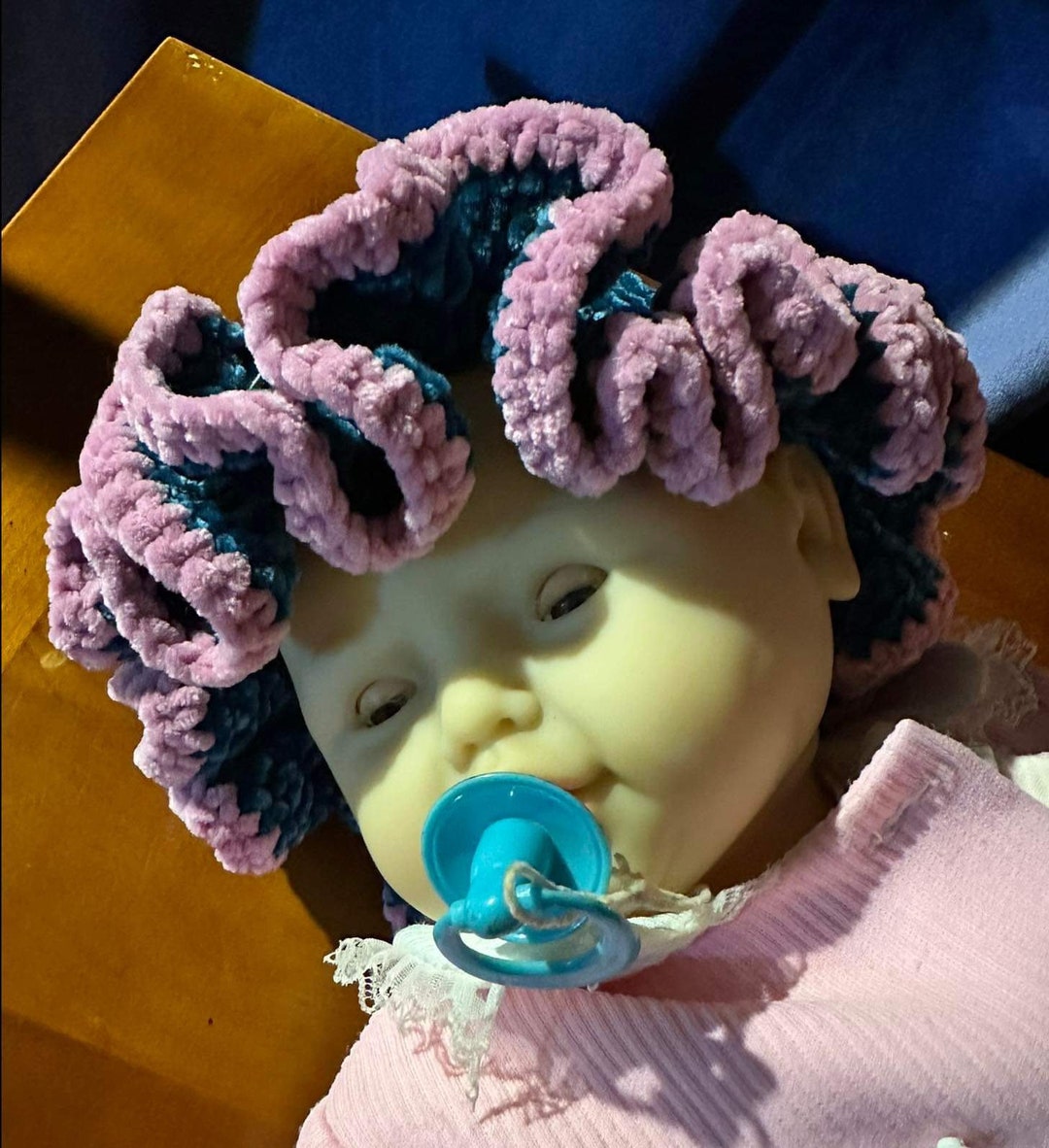 Chunky Baby Child Chenille Hat With Ruffle Crochet Pattern Sizes ...
