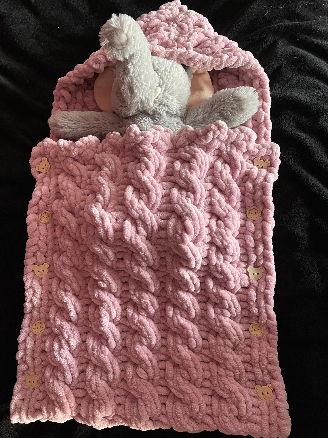 Easy Knitting Pattern - Baby Sleeping Bag Swaddling Papoose Hooded ...