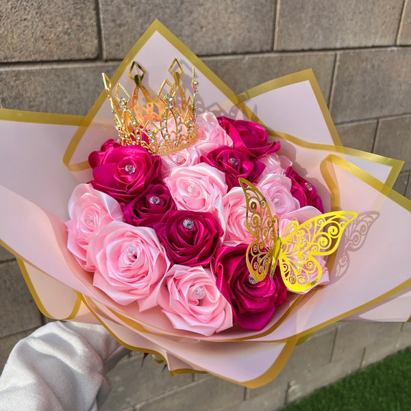 Ribbon Rose Bouquet - Etsy