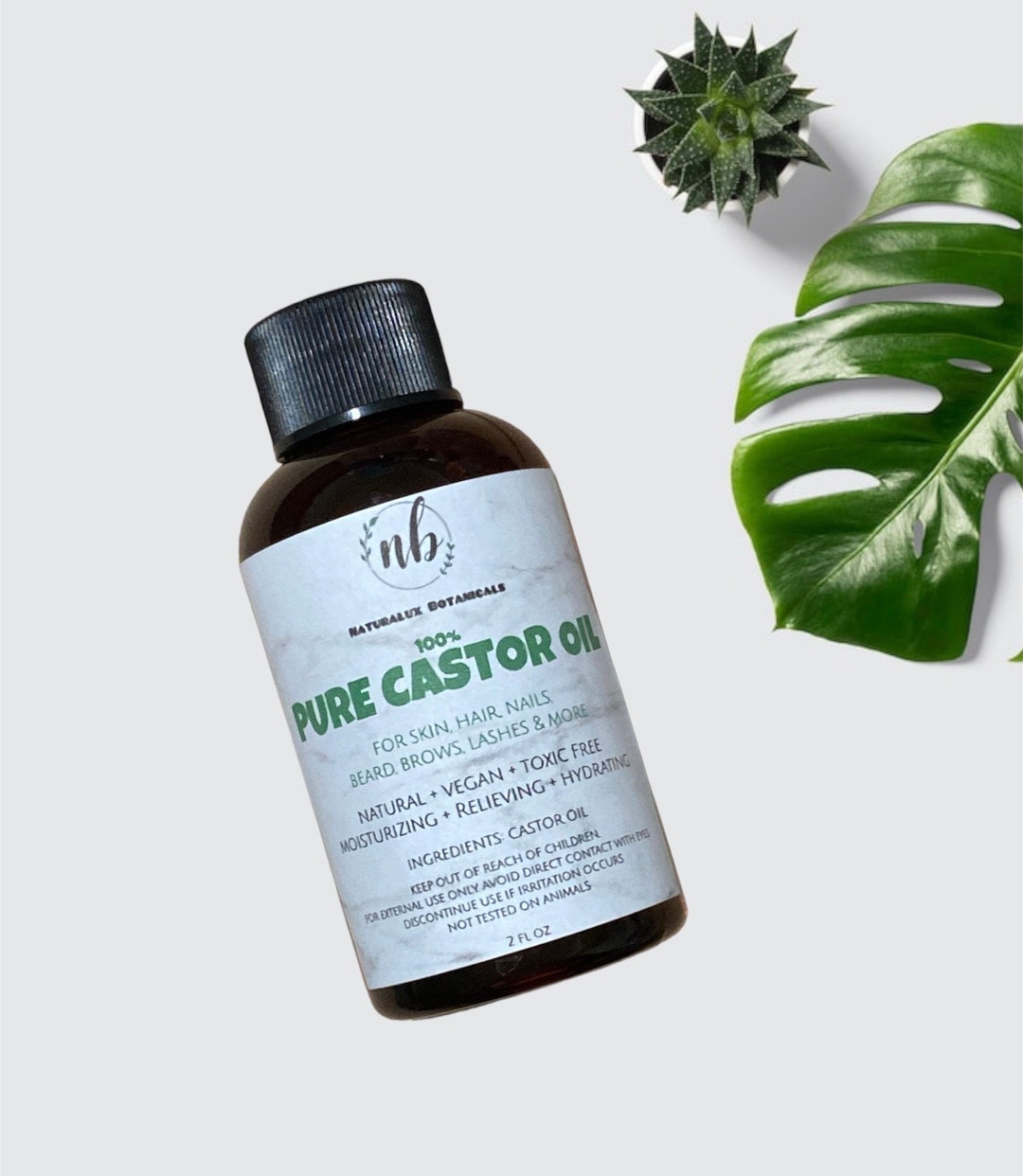 100% Pure Castor Oil Vegan Natural Toxic Free for Skin, Hair, Nails ...