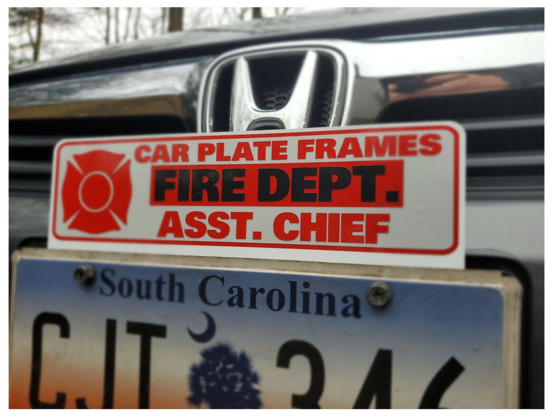10"x4" METAL CUSTOM REFLECTIVE Firefighter Emt Fire License Plate Frame ...
