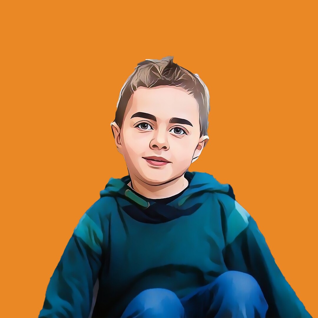 Imagen en dibujos animados, retrato de niños a partir de foto, retrato ...