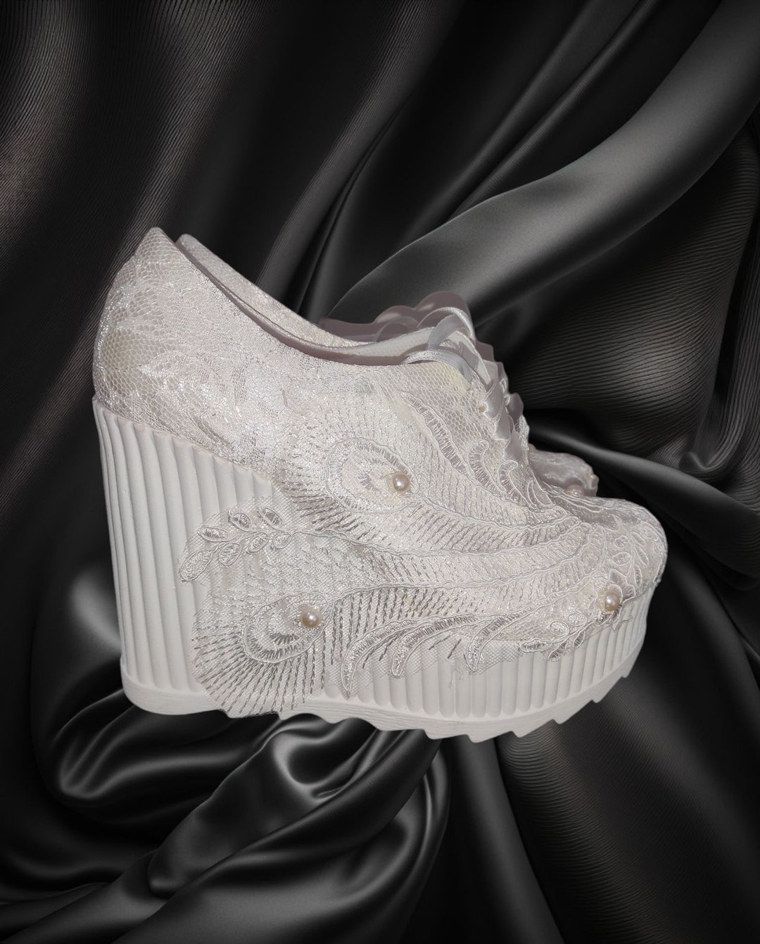 Lace Bridal Platform Sneakers: Wedding Shoes, Comfortable Bride - Etsy