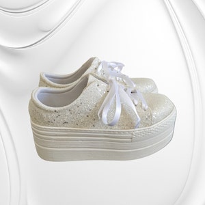 Wedding Platform Sneakers, Glitter Wedding Shoes, Bride Sneakers ...