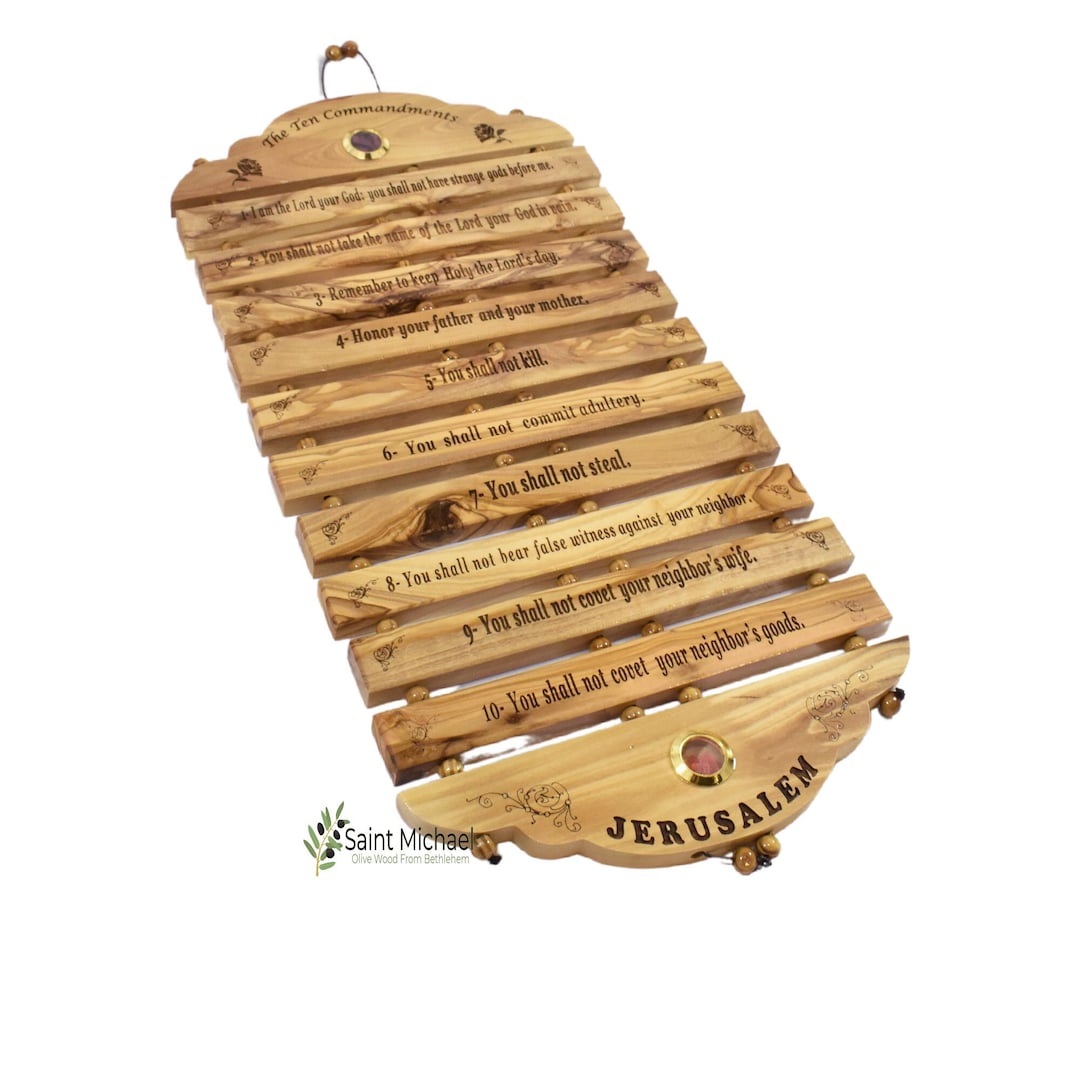 X Large Ten Commandments Olive Wood Hand Made in the Holy Land Wall ...