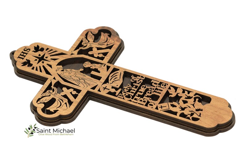 Personalized Olive Wood Cross: Bethlehem Handmade First Communion ...