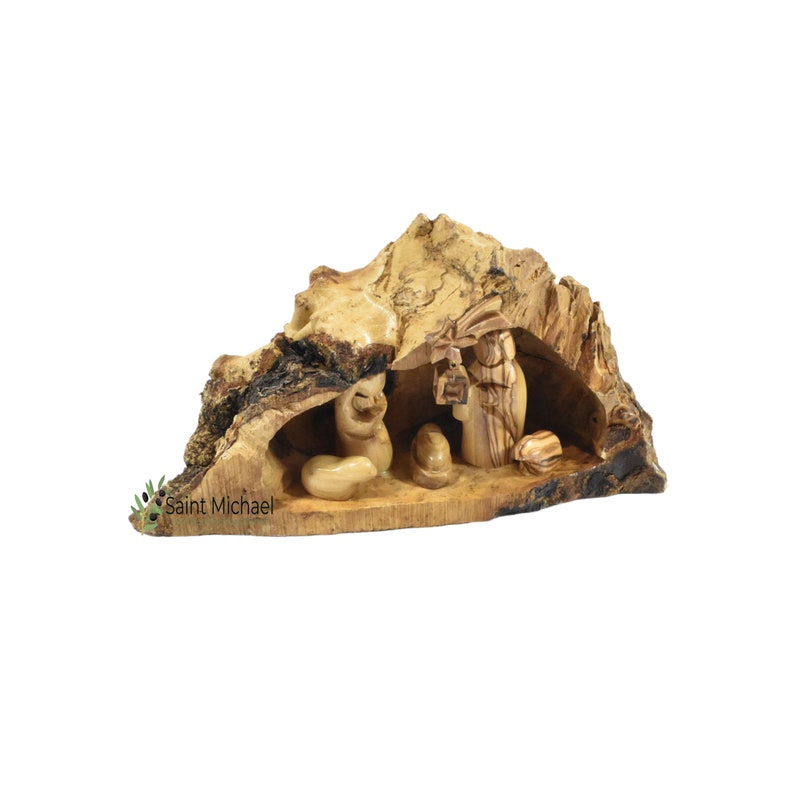 Hand Carved Olive Wood Nativity Set: Bethlehem Cave Scene - Etsy