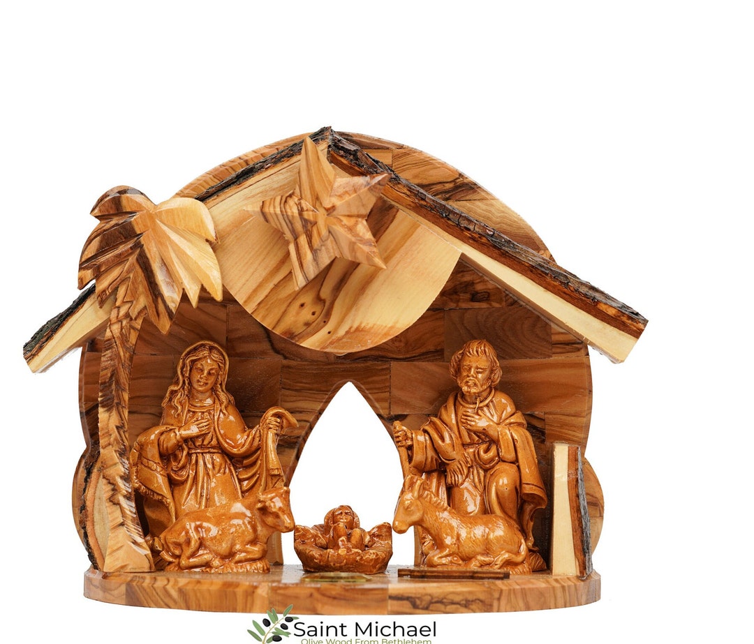 Musical Bethlehem Wooden Nativity Set Made of Olive Wood in the Holy ...