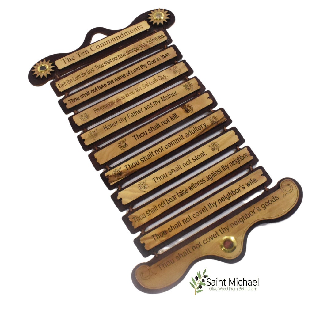 15 Inch Large Ten Commandments Olive Wood Hand Made in the Holy Land ...