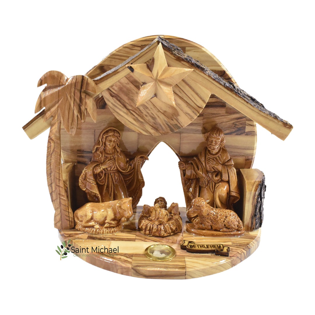 Musical Bethlehem Wooden Nativity Set Made of Olive Wood in - Etsy