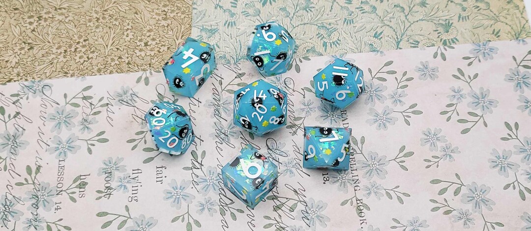 Blue Soot Sprites Resin Dice 7 Piece Set Dnd Dice Dungeons & Dragons ...