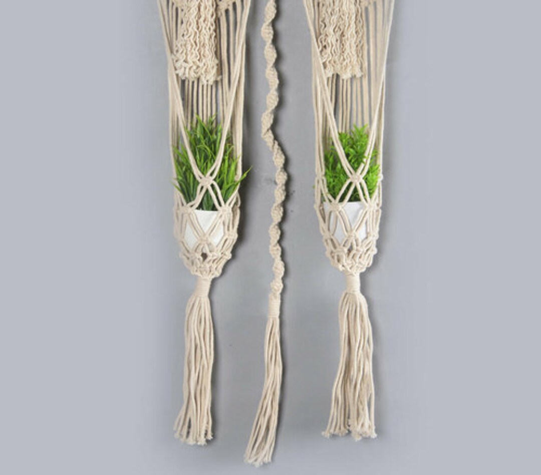Boho Macrame Wall Hanging Dual Planter - Etsy