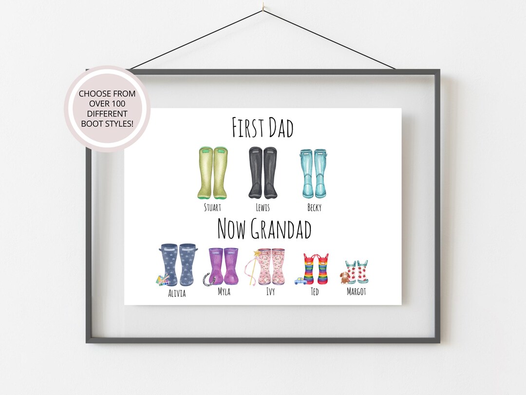 Personalised First Dad Now Grandad Print, Gift From the Grandchildren ...
